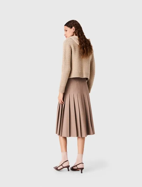 Maje Pleated Midi Skirt With Buckles