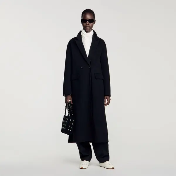 Sandro Double-faced Coat With Studs