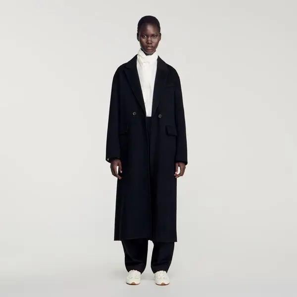 Sandro Double-faced Coat With Studs