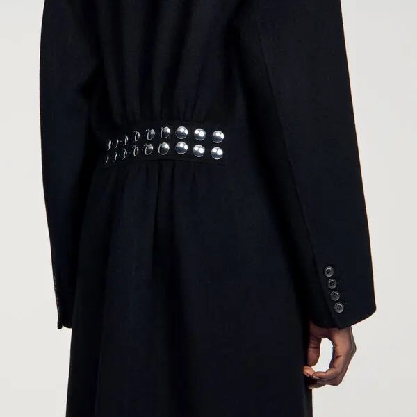 Sandro Double-faced Coat With Studs