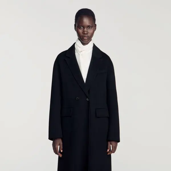 Sandro Double-faced Coat With Studs