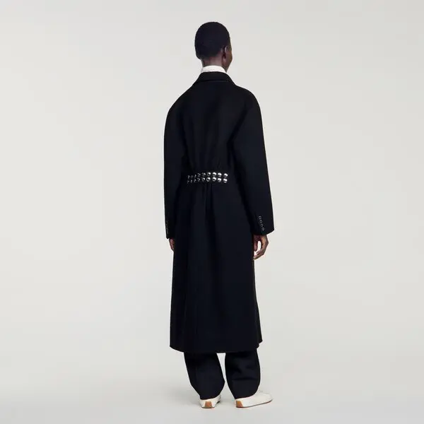 Sandro Double-faced Coat With Studs