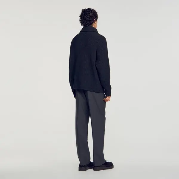 Sandro Textured Wool Zip-up Cardigan