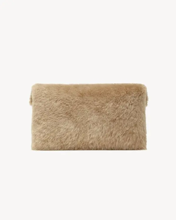 Saint Laurent Cassandre Large Envelope Pouch In Shearling