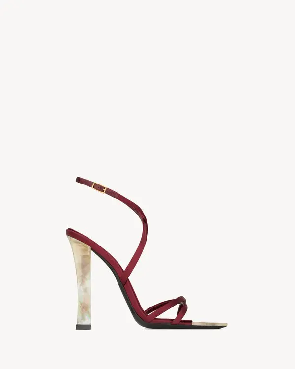 Saint Laurent Lutetia Sandals In Satin Crepe And Mother-or-pearl - Butternut