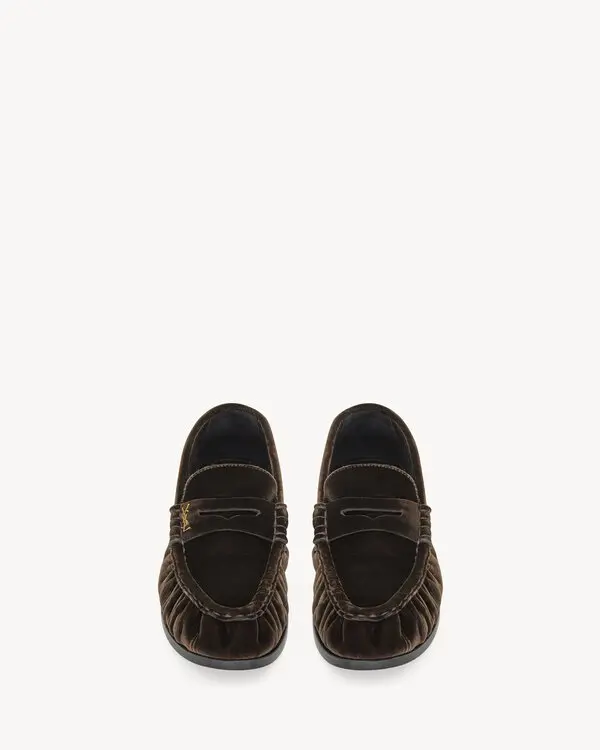 Saint Laurent Le Loafer Supple In Velvet - Deep Chestnut