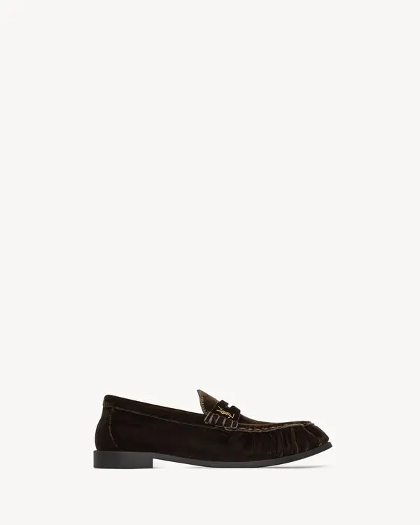 Saint Laurent Le Loafer Supple In Velvet - Deep Chestnut
