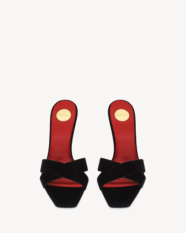 Saint Laurent Opyum Mules In Velvet - Black