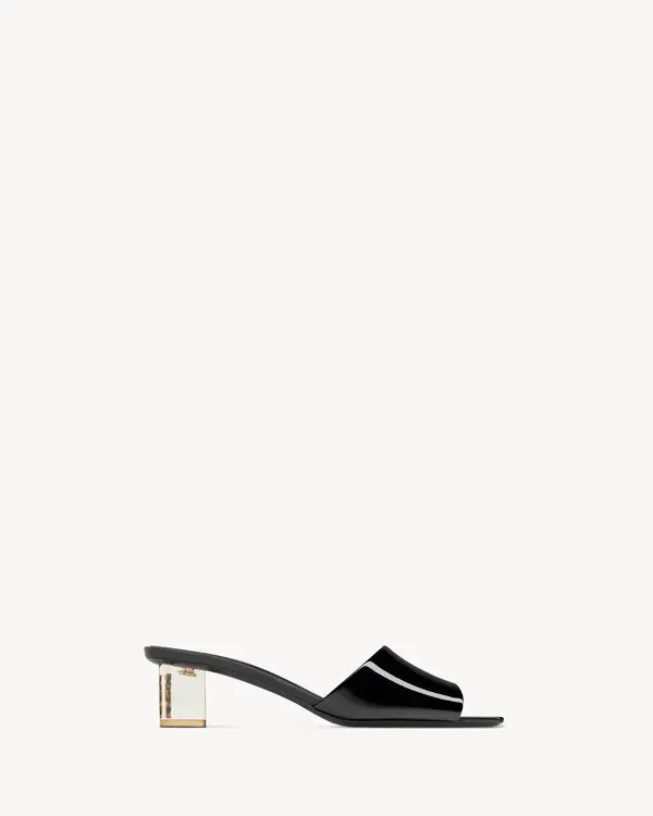 Saint Laurent Sip Mule Sandals In Patent Leather