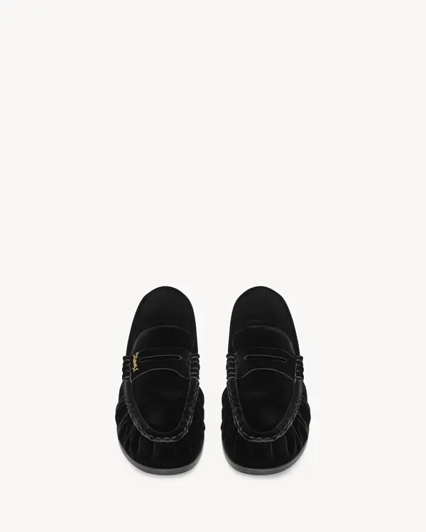 Saint Laurent Le Loafer Supple In Velvet - Black