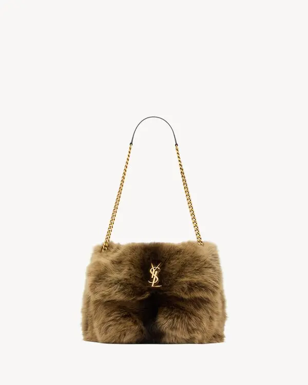 Saint Laurent Niki Medium In Shearling - Dark Hazelnut