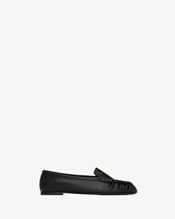 Saint Laurent Loaferino Ballerinas In Smooth Leather - Black