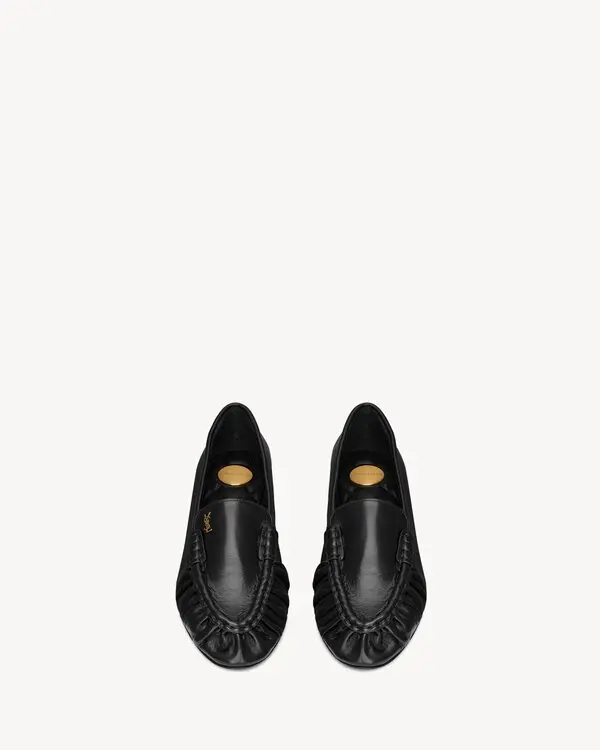 Saint Laurent Loaferino Ballerinas In Smooth Leather - Black