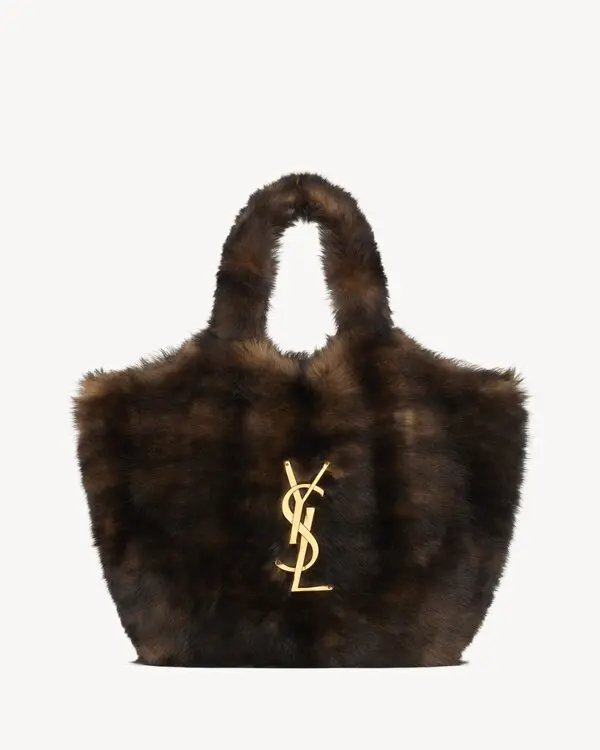 Saint Laurent Icare In Shearling - Deep Brown