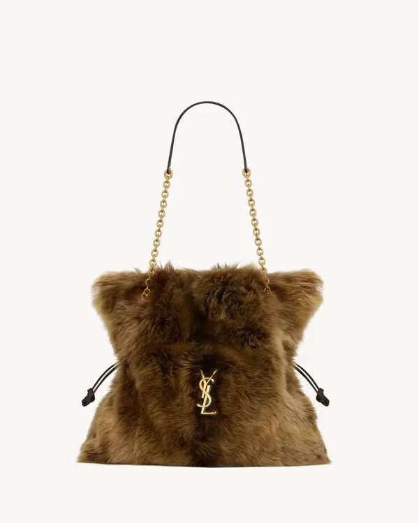 Saint Laurent Jamie Shopping In Shearling - Dark Hazelnut
