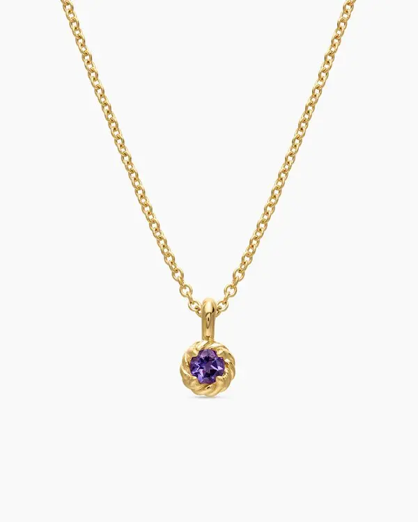 David Yurman Cable Collectibles® Teen Birthstone Necklace In 18k Yellow Gold With - Amethyst