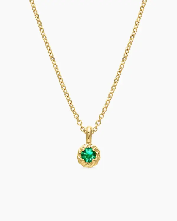David Yurman Cable Collectibles® Teen Birthstone Necklace In 18k Yellow Gold With - Emerald