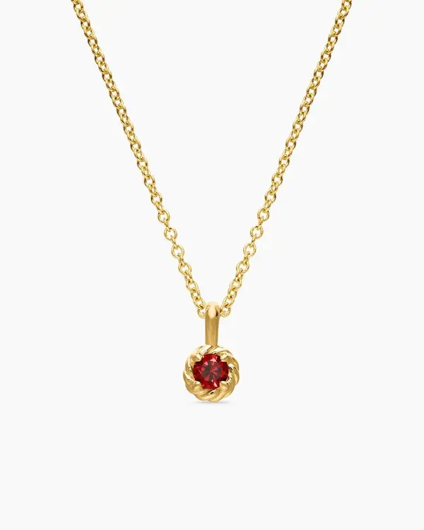 David Yurman Cable Collectibles® Teen Birthstone Necklace In 18k Yellow Gold With - Garnet