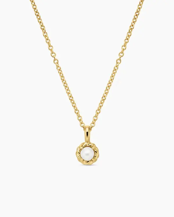 David Yurman Cable Collectibles® Teen Birthstone Necklace In 18k Yellow Gold With - Pearl