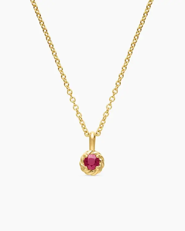David Yurman Cable Collectibles® Teen Birthstone Necklace In 18k Yellow Gold With - Ruby