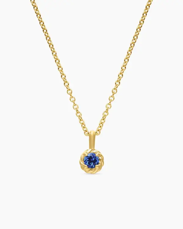 David Yurman Cable Collectibles® Teen Birthstone Necklace In 18k Yellow Gold With - Sapphire
