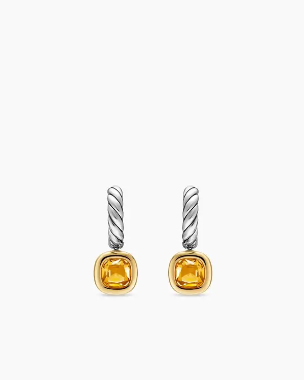 David Yurman Dy Mercer® Color Drop Earrings In Sterling Silver With 14k Yellow Gold And - Citrine