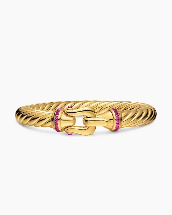 David Yurman Cablespira® Flex Buckle Bracelet In 18k Yellow Gold With Spessartite Garnets And Rubellites - Rubellite