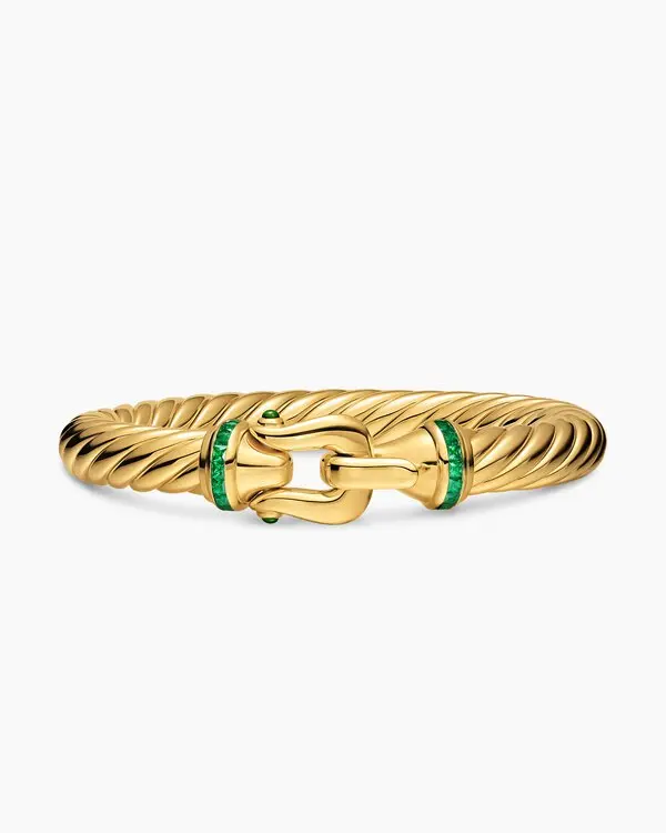 David Yurman Cablespira® Flex Buckle Bracelet In 18k Yellow Gold With Tsavorites - Tsavorite
