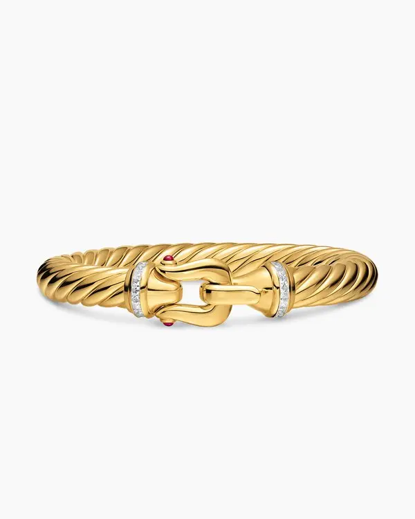 David Yurman Cablespira® Flex Buckle Bracelet In 18k Yellow Gold With Rubies And Diamonds - Diamond