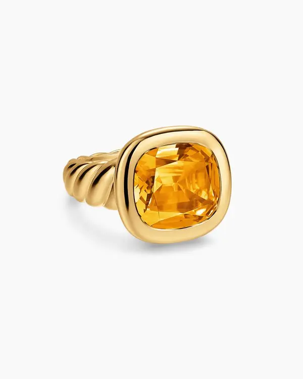 David Yurman Dy Mercer® Color Stone Ring In 18k Yellow Gold With Prasiolite - Citrine