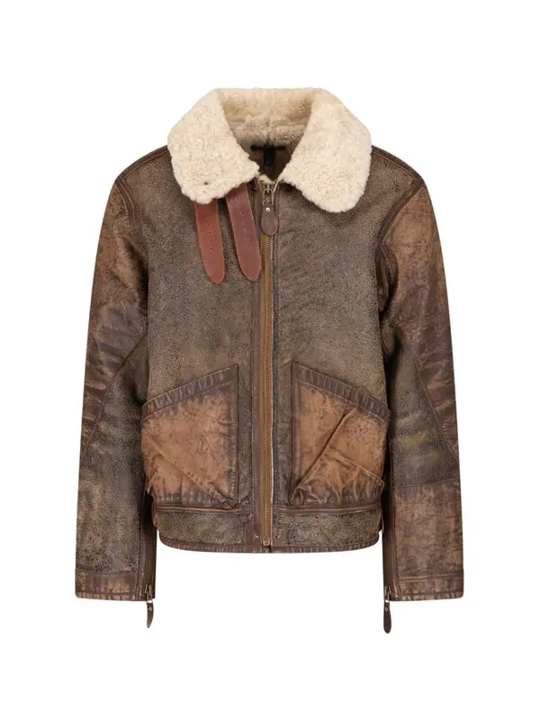 Polo Ralph Lauren Leather And Shearling Bomber Jacket