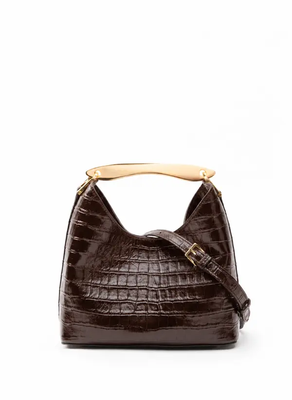 ELLEME Small Boomerang Croco Embossed Leather
