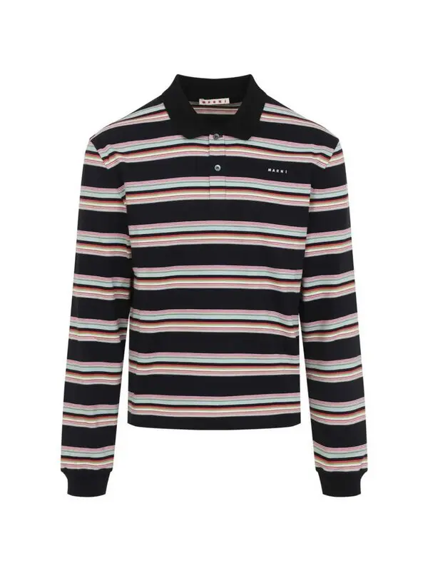 Marni Striped Long-sleeve Polo Shirt