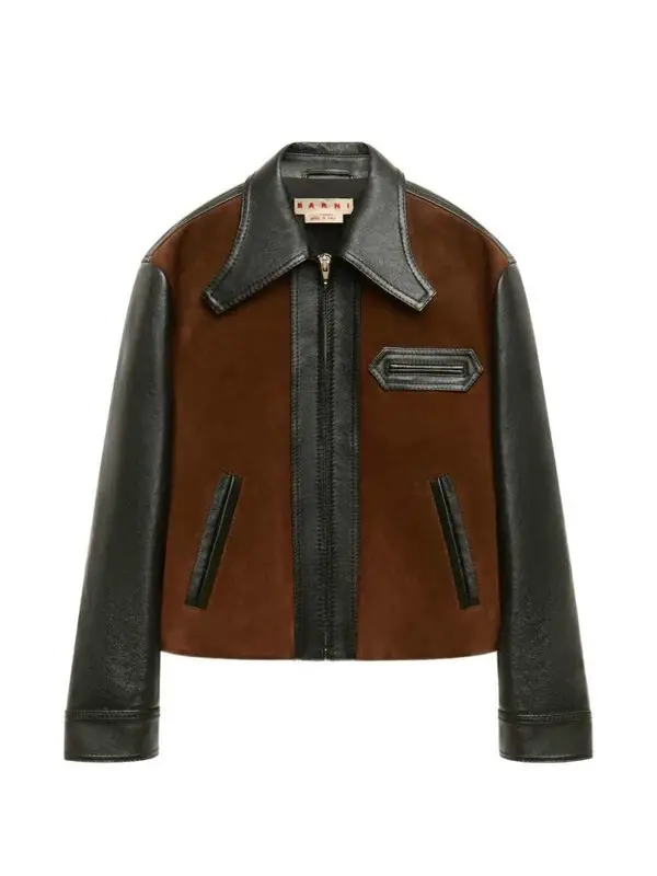 Marni Leather Jacket With Split-leather Front Panel