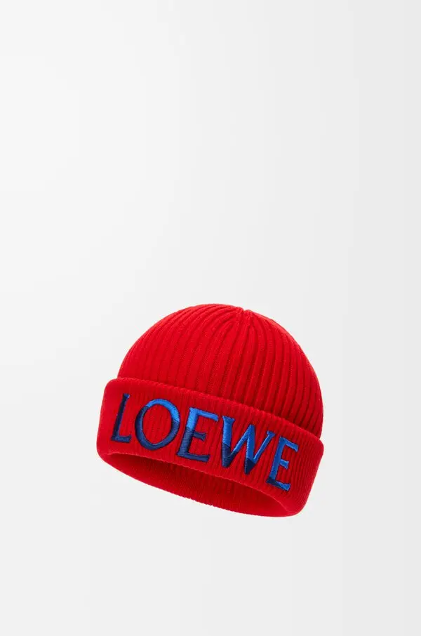 Loewe Beanie In Wool - Red/blue