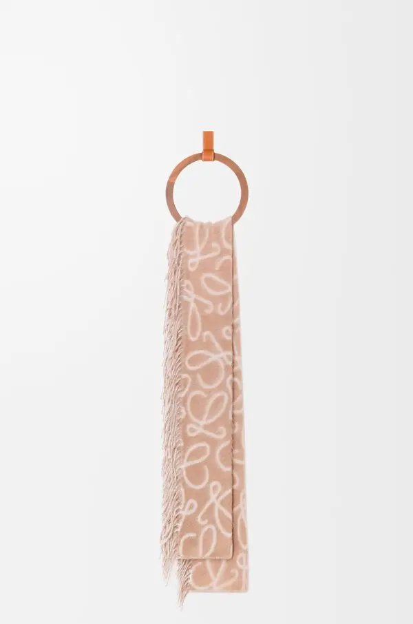 Loewe Scarf In Alpaca And Wool - Beige/white