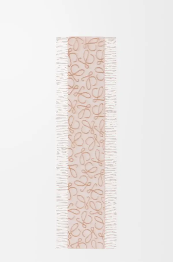 Loewe Scarf In Alpaca And Wool - Beige/white