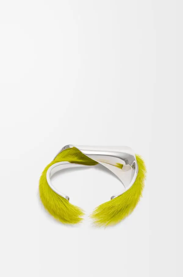Loewe Thin Twisted Cuff In Hairy Leather Skin