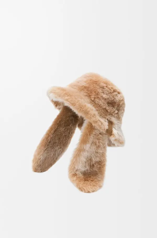 Loewe Lop Hat In Shearling - Brown