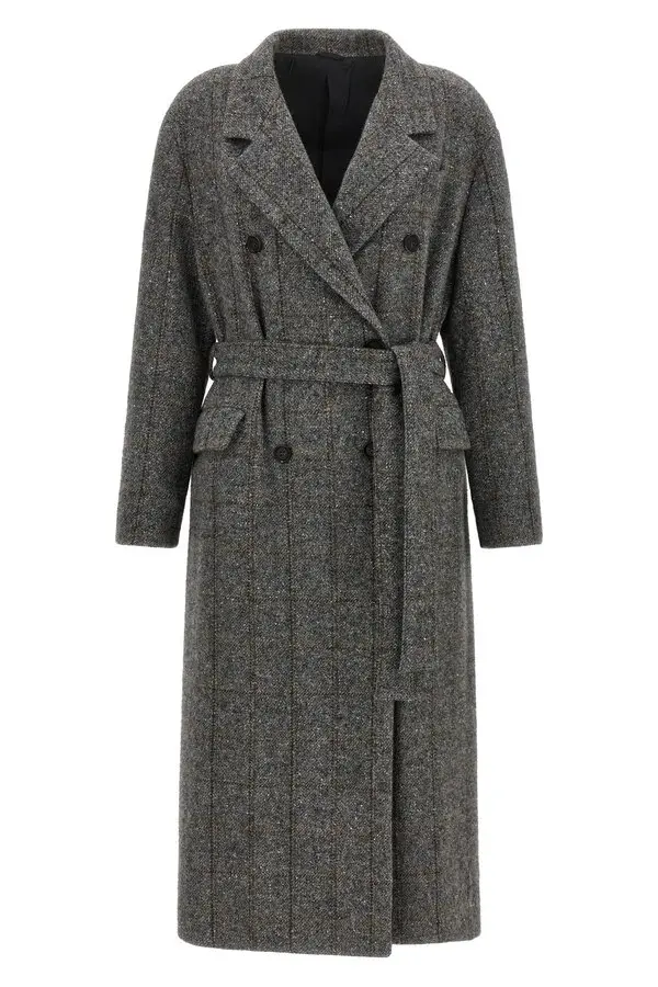 Brunello Cucinelli Check Tweed Coat
