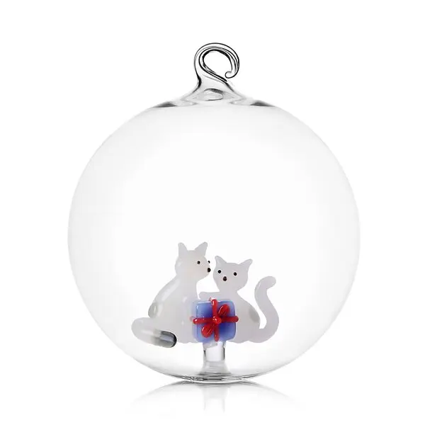 ICHENDORF MILANO Tabby Cat Christmas Edition White Cats Christmas Ball