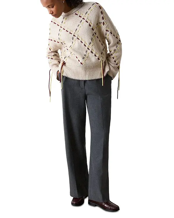 Whistles High Rise Straight Leg Pants - Grey