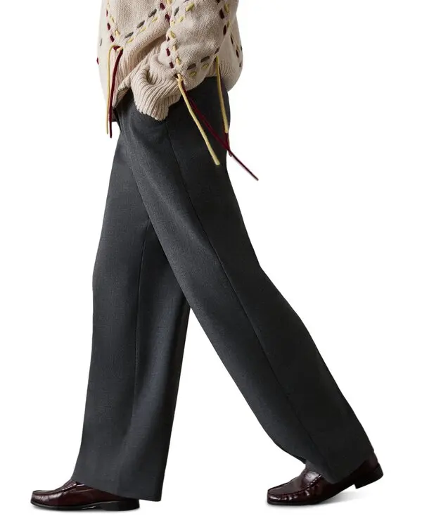 Whistles High Rise Straight Leg Pants - Grey
