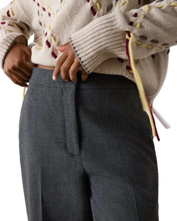 Whistles High Rise Straight Leg Pants - Grey