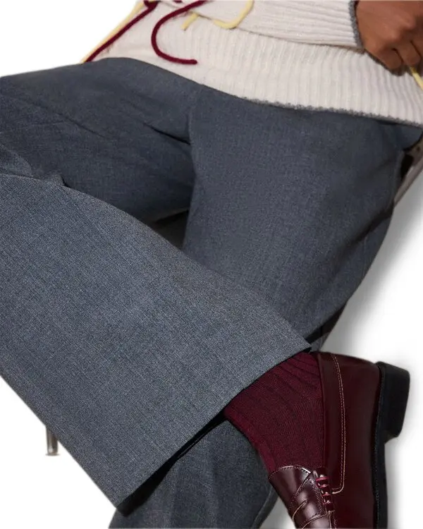 Whistles High Rise Straight Leg Pants - Grey