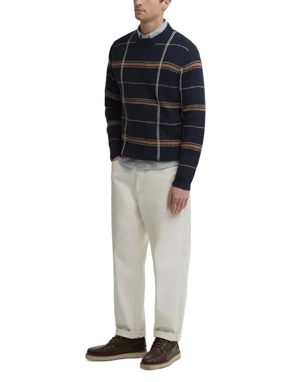 Barbour Fasey Cotton & Wool Cable Tartan Crewneck Jumper Sweater