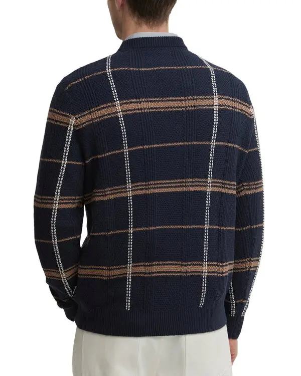 Barbour Fasey Cotton & Wool Cable Tartan Crewneck Jumper Sweater