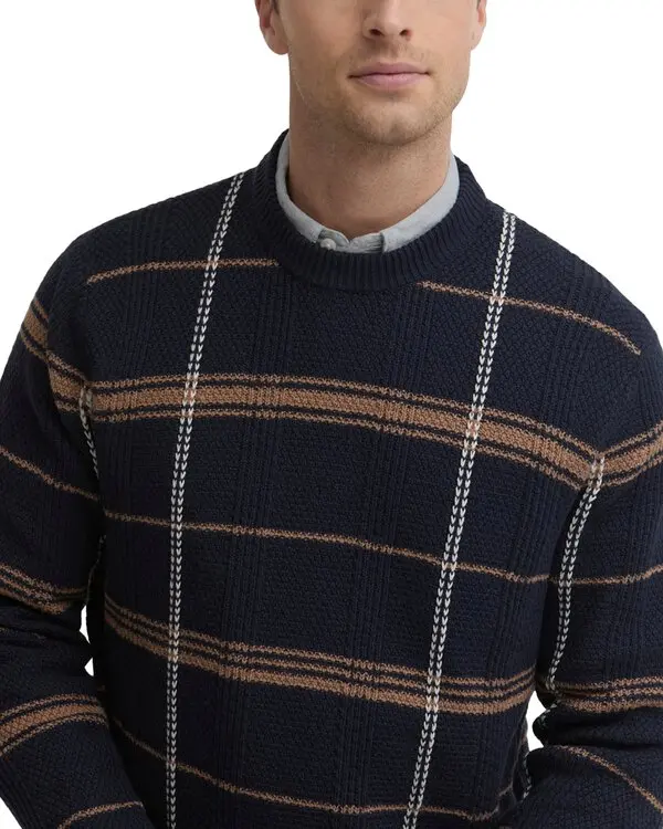 Barbour Fasey Cotton & Wool Cable Tartan Crewneck Jumper Sweater