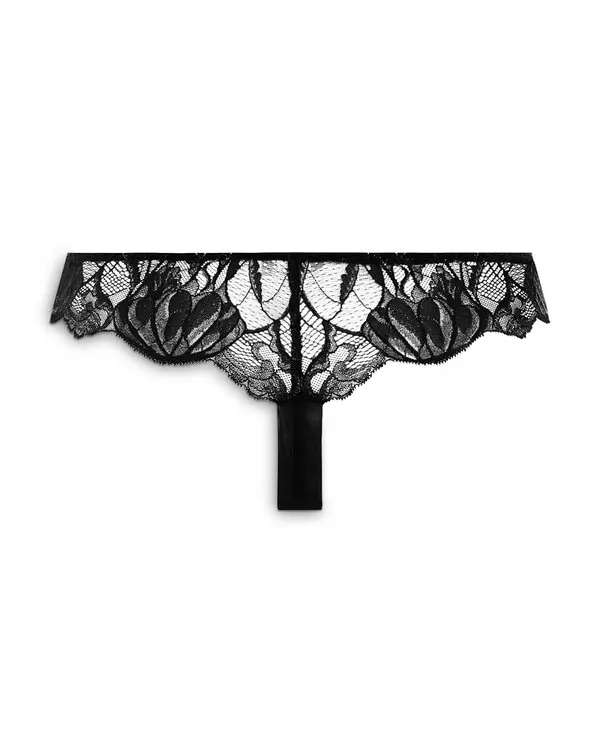 Hanro Lysia Lace Stretch Thong - Black