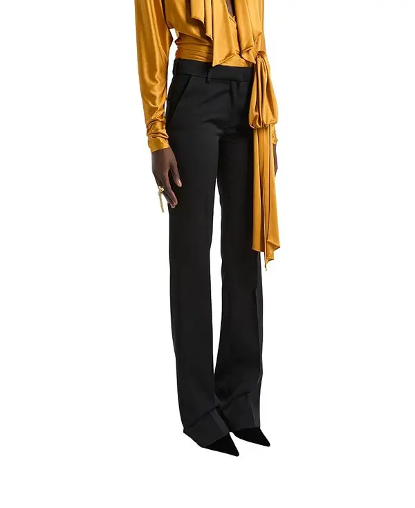Balmain Low-waisted Wool Satin Trousers - Black